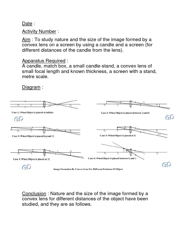 Convex Lens Activity | PDF