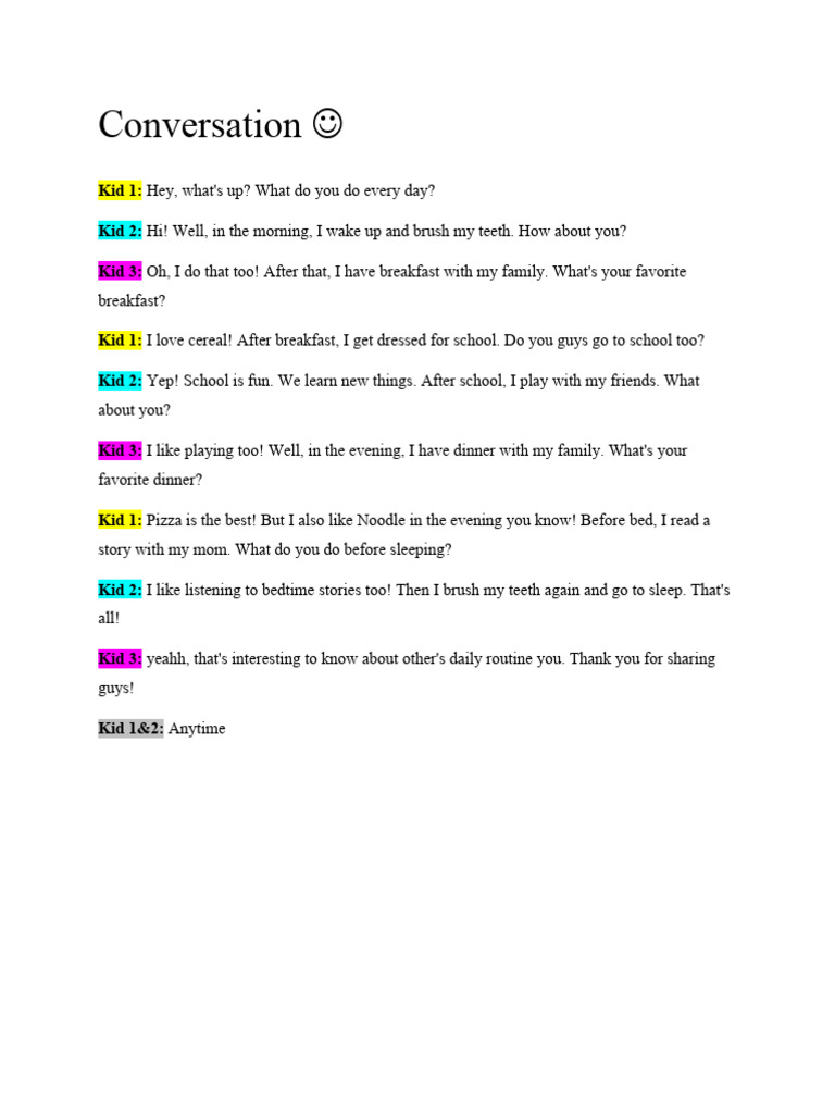 Conversation Daily Routine | PDF