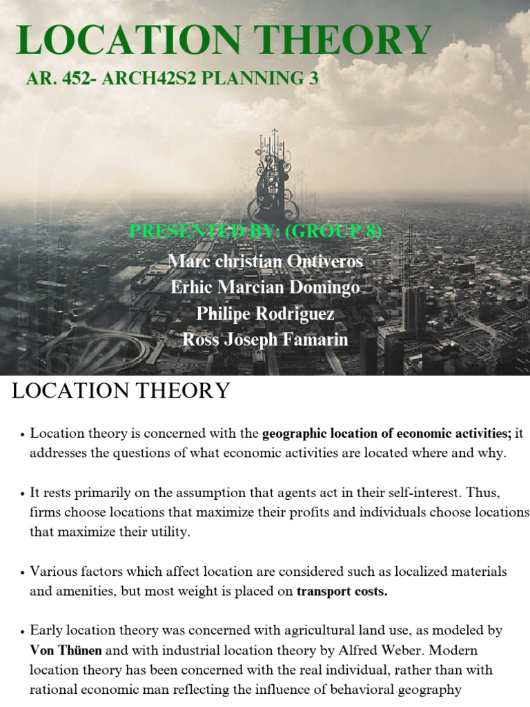 LOCATION THEORY PDF PPT g8 | PDF | Economics | Profit (Economics)