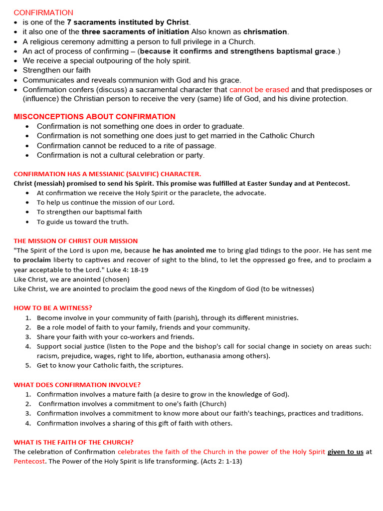 CONFIRMATION | PDF | Confirmation | Sacraments CONFIRMATION | PDF | Confirmation | Sacraments