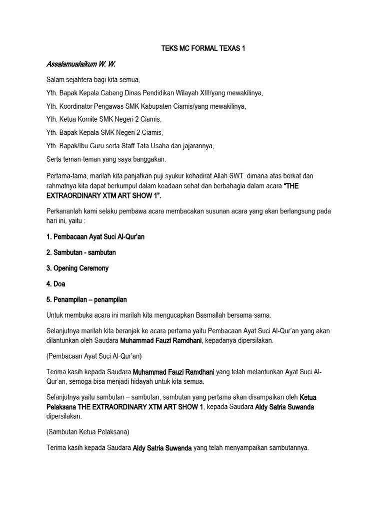 Teks MC Formal | PDF
