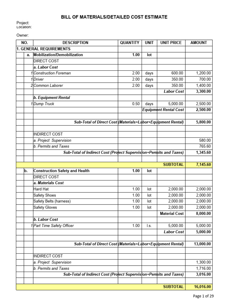 Sample Detailed Cost Estimate | PDF | Tile | Window