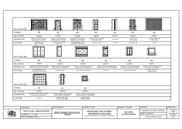 Door & Window Plan [Delos Santos] | PDF | Window | Door