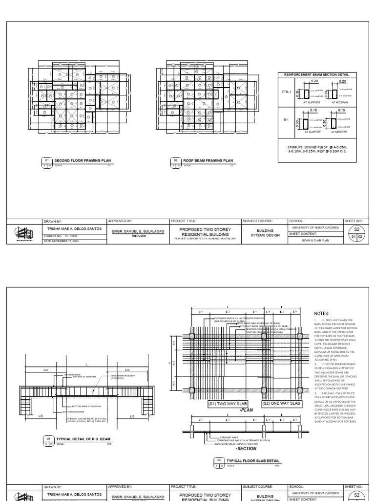 Beam and Slab Plan for Residential Building | PDF | Structural ...