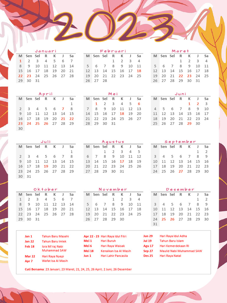 6 2023 Kalender Indonesia Dengan Hari Libur | PDF