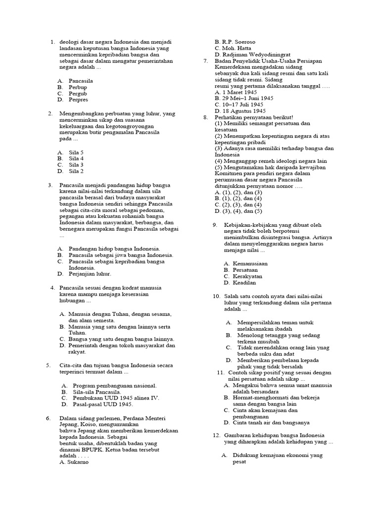 Uhb PKN Kelas 10 23-24 | PDF