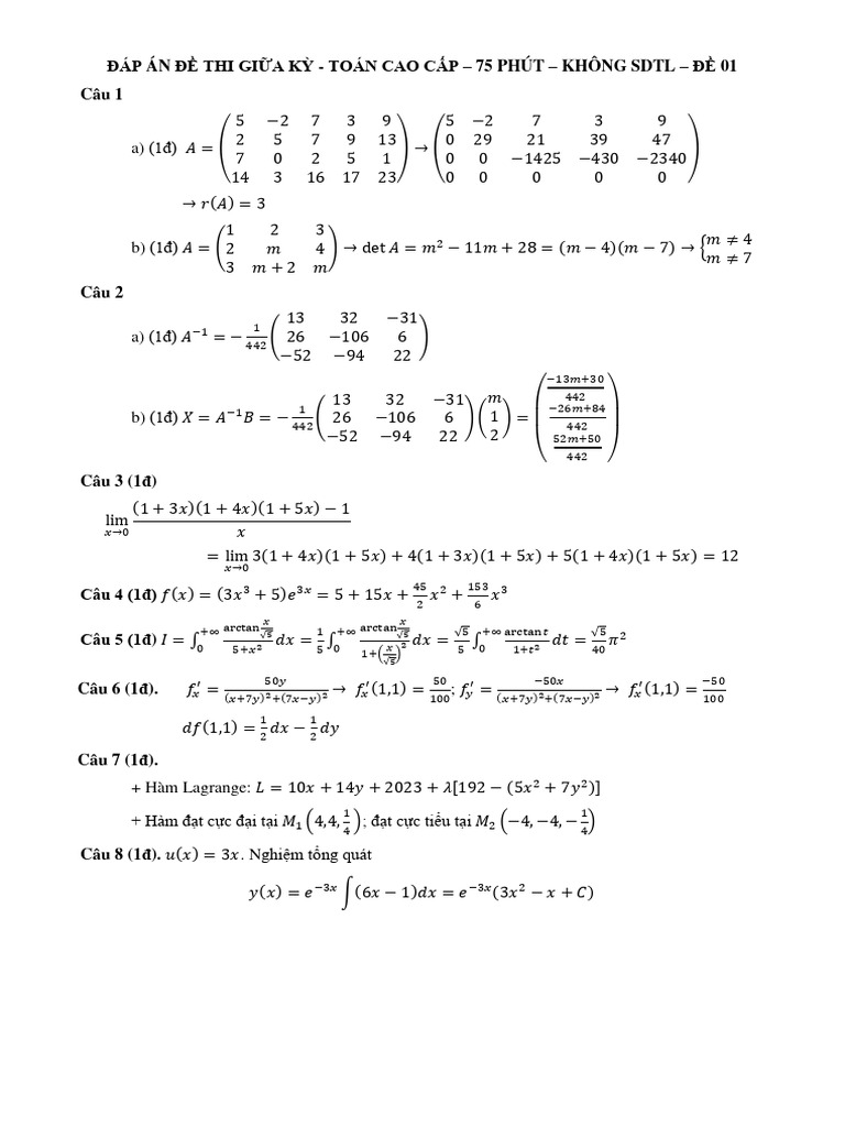 Dap An de Thi Giua Ky TCC Hk3 2023 | PDF