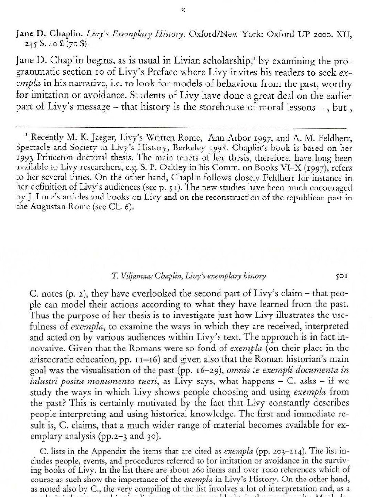 Jane D Chaplin Livys Exemplary History | PDF