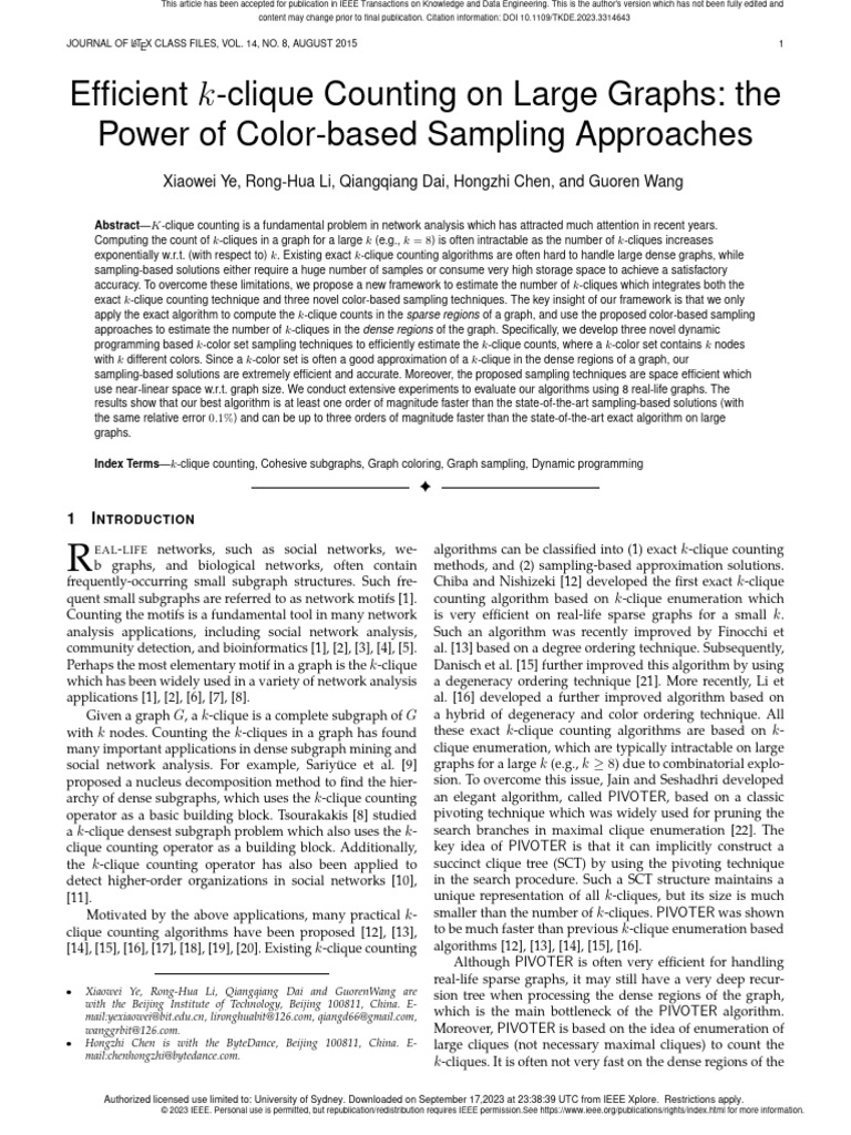 Efficient K-Clique Counting On Large Graphs The Power of Color-Based Sampling Approaches | PDF ...
