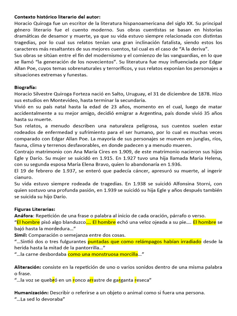 Análisis de "A la deriva" de Quiroga | PDF