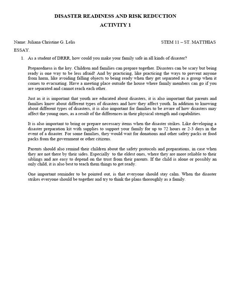 DRRR - 3RD QUARTER - ACTIVITIES | PDF | Emergency Management | Safety