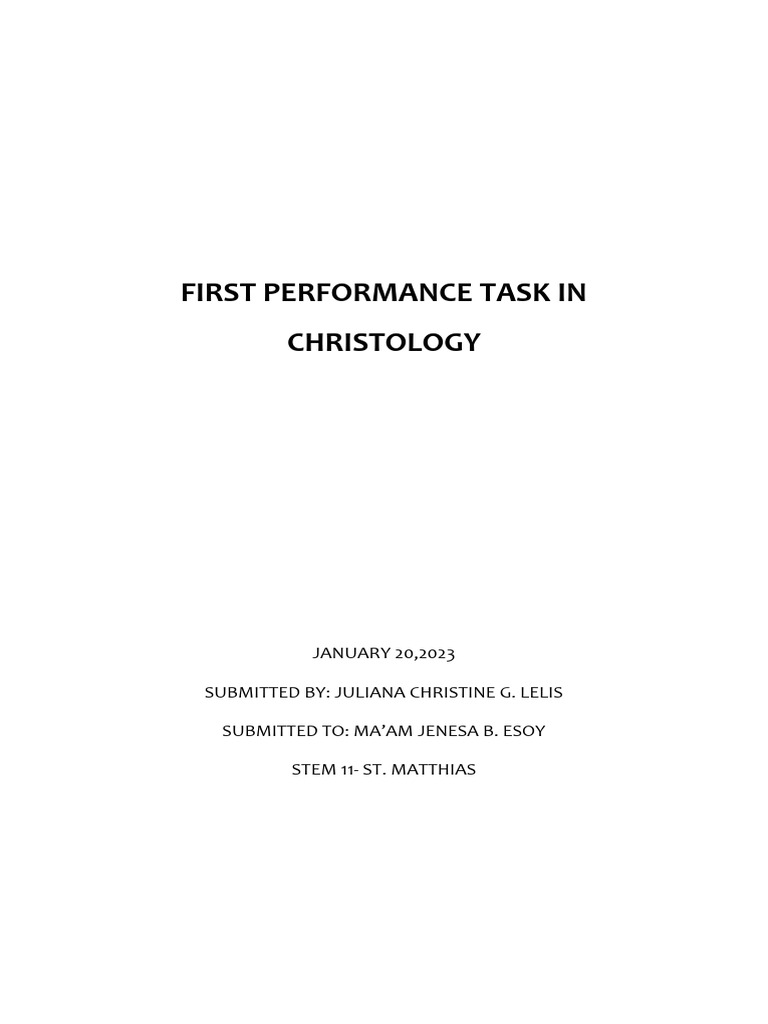 First Performance Task in Christology | PDF | Wellness | Religion ...