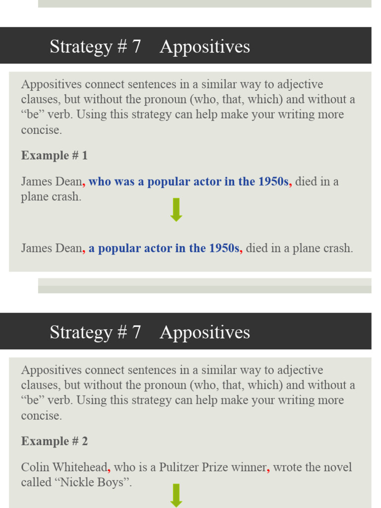 Content For Grammar Quiz 8 - Appositives | Download Free PDF | Verb | Clause