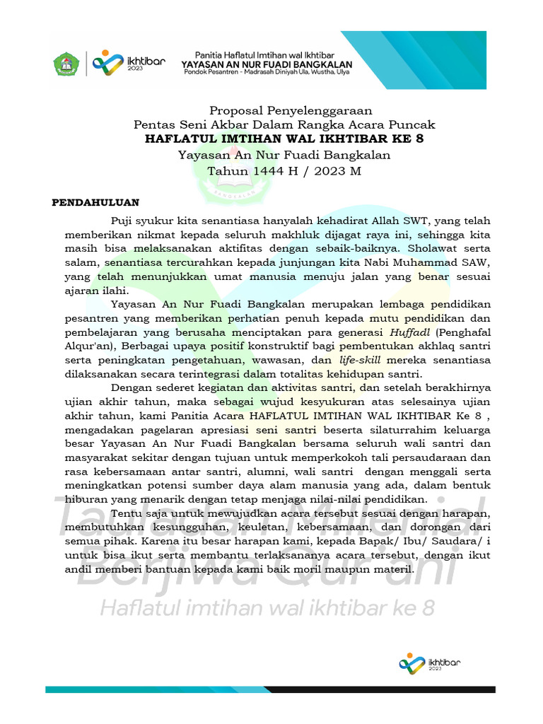 Proposal Imtihan 2023 | PDF