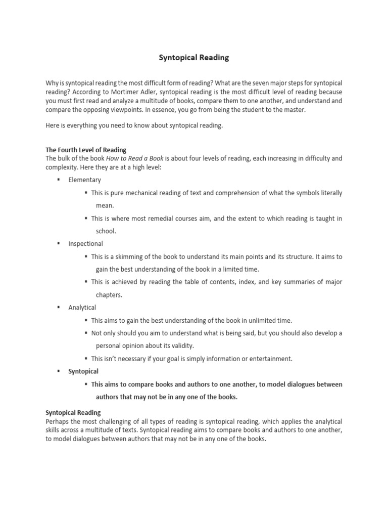 Syntopical Reading-1 | PDF | Question | Truth