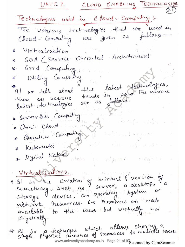 Cloud Computing Unit-II Notes | PDF