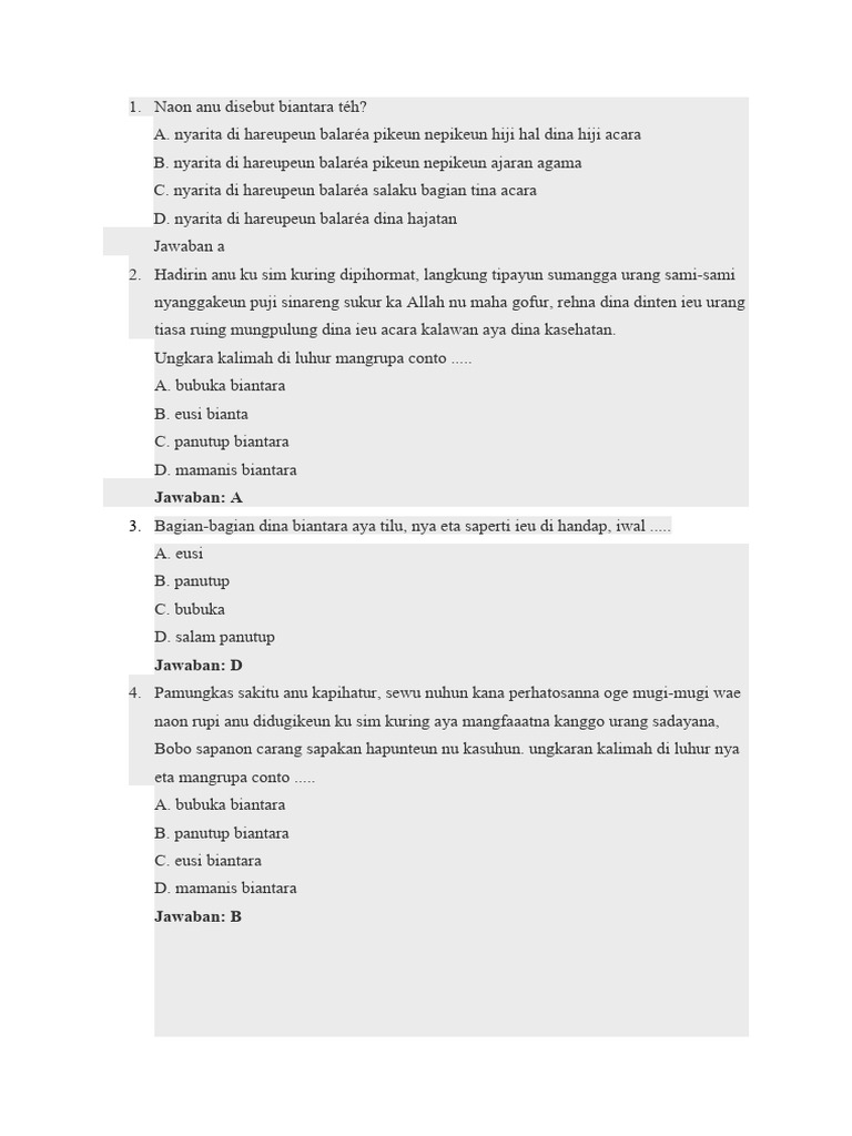 Soal Pas Sunda Kelas 9 | PDF
