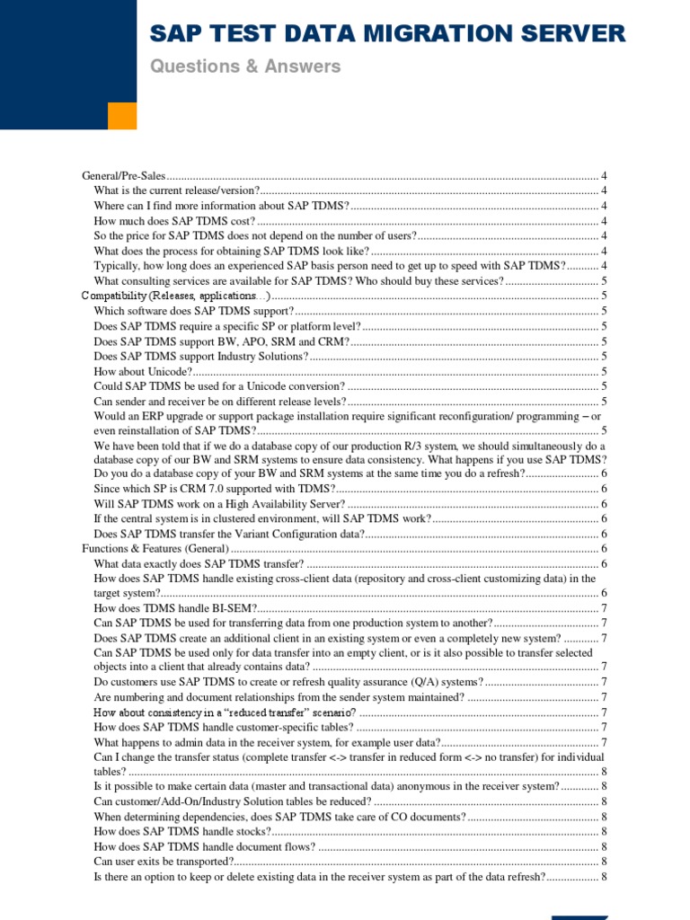 TDMS FAQs | Download Free PDF | Sap Se | Databases