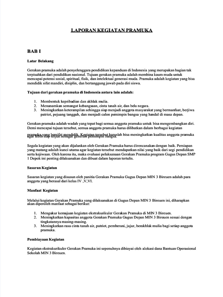 PDF Laporan Kegiatan Pramuka | PDF