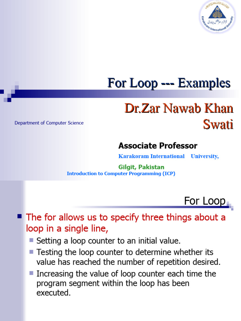 Lecture 7 Loops Control Structure For Loop Part Ii Pdf Control Flow Computing 