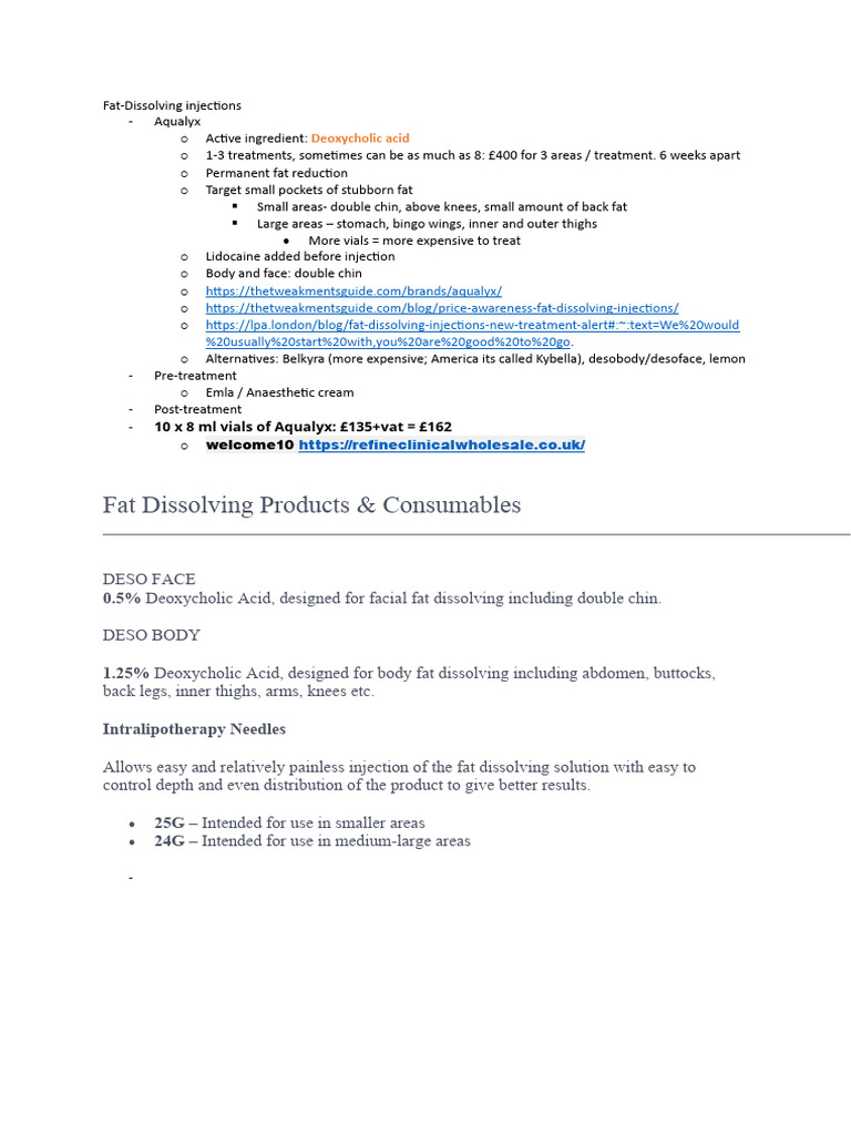 Fat Dissolving Injections | PDF