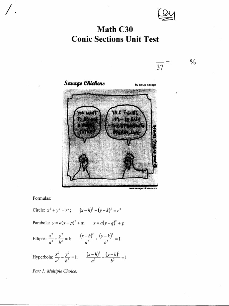 Conic Sections Unit Test | PDF | Elementary Geometry | Euclidean Geometry