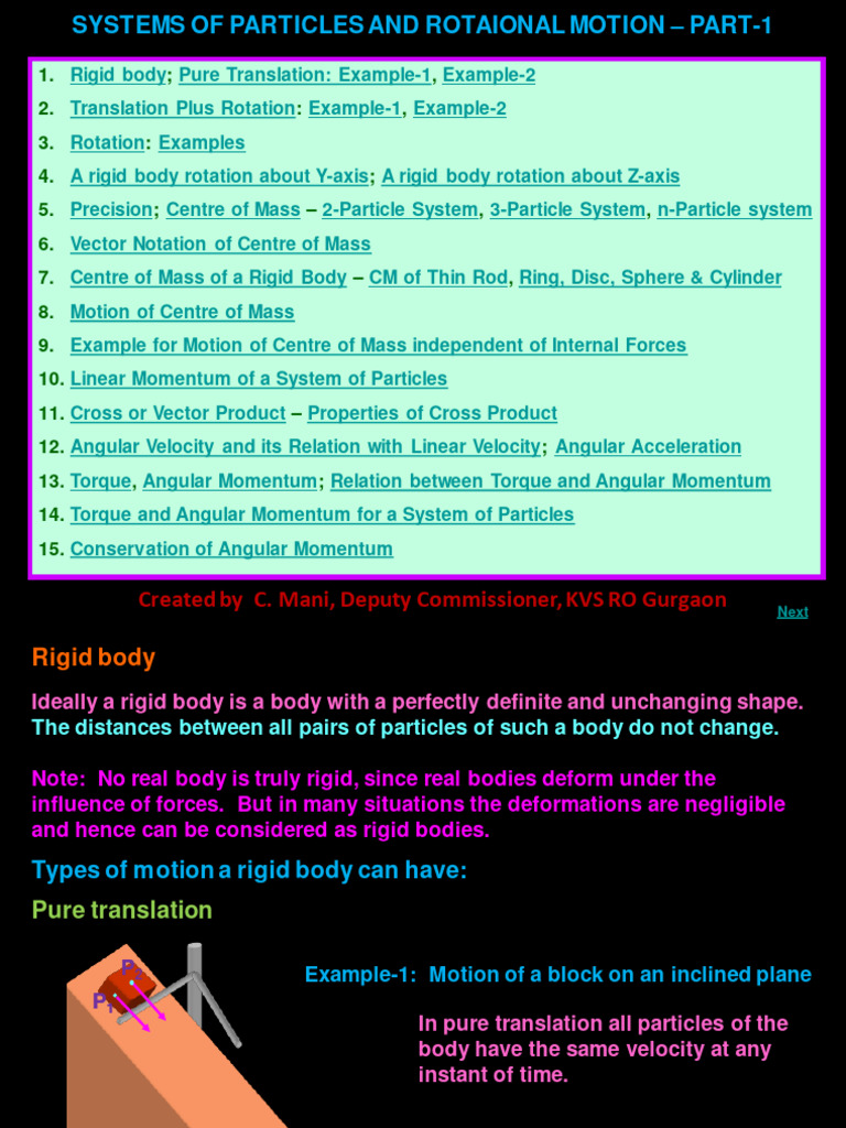 7a System of Particles and Rotational Motion | PDF | Torque | Angular Momentum
