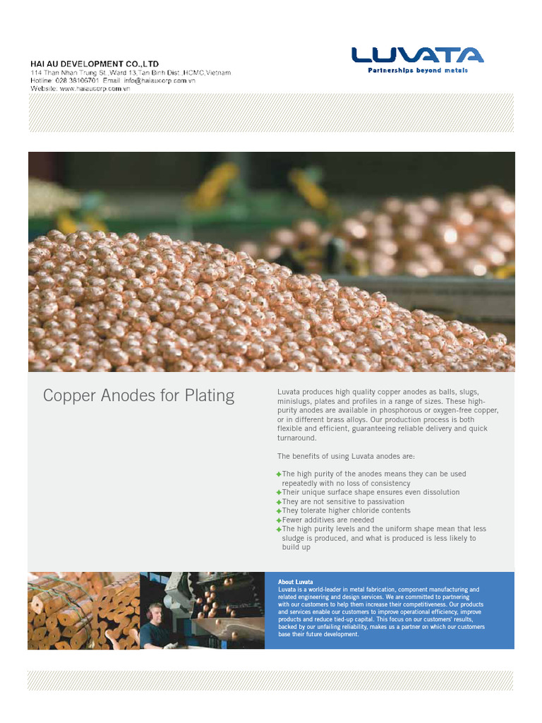 Luvata Anode Catalogue | PDF | Copper | Brass