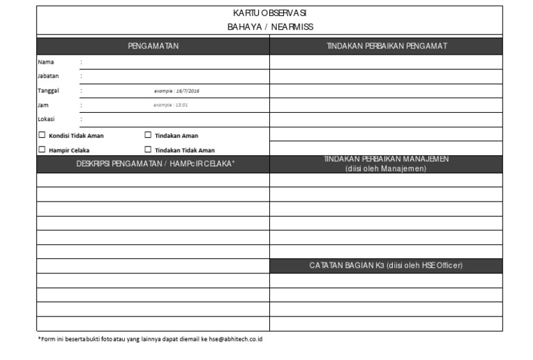 Hazard Observation Card Form | PDF
