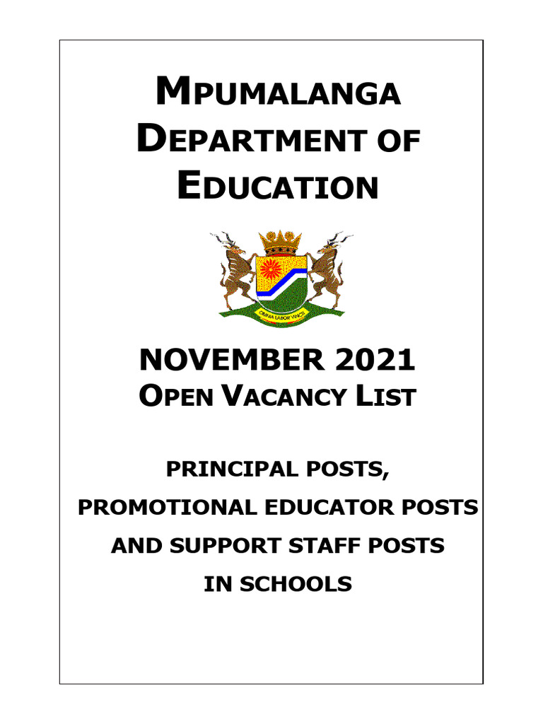 November 2021 Open Vacancy List Consolidated | PDF | Laundry | Teachers
