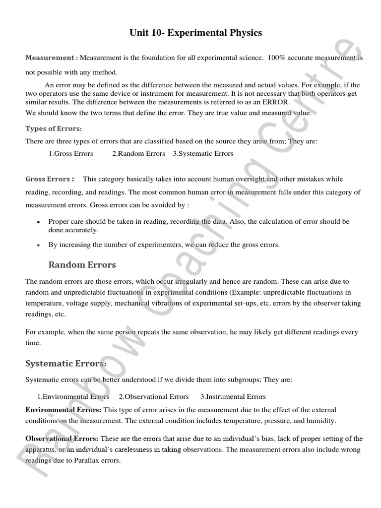 Unit 10 Experimental Physics 1 Download Free Pdf Significant Figures Observational Error