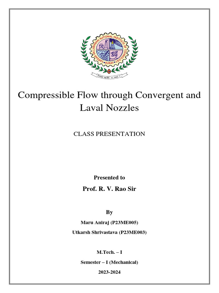 Compressible Flow Through Convergent and Laval Nozzles | PDF | Nozzle | Soft Matter