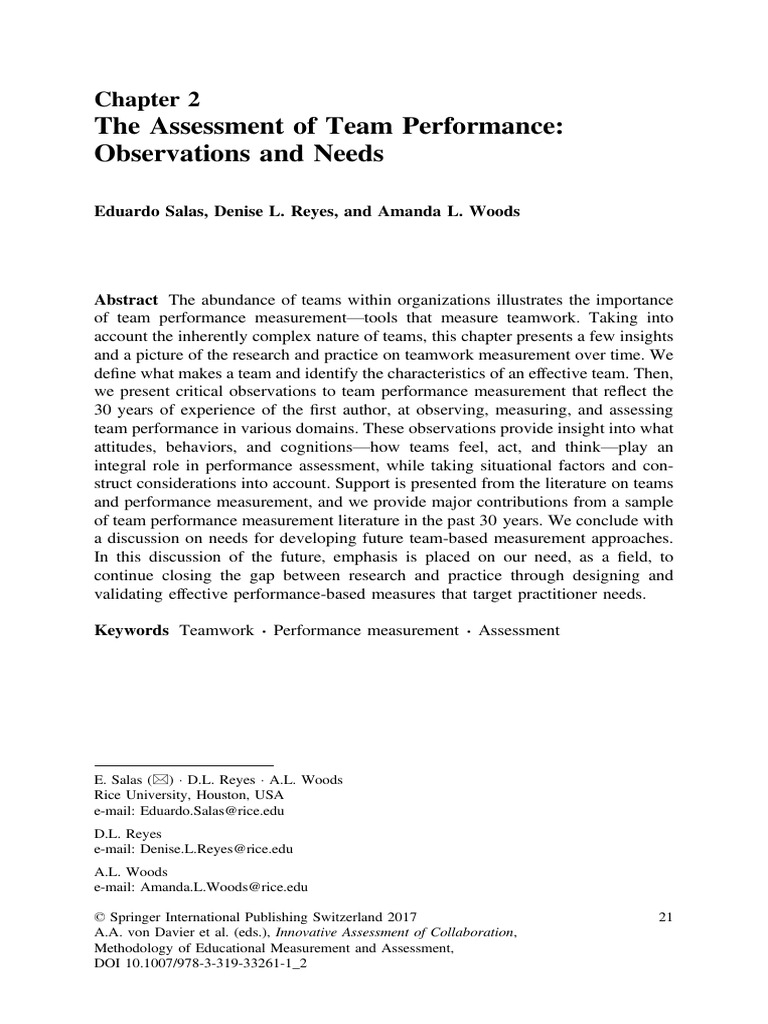 Assessment of Team Performance - Observations and Needs | Download Free ...