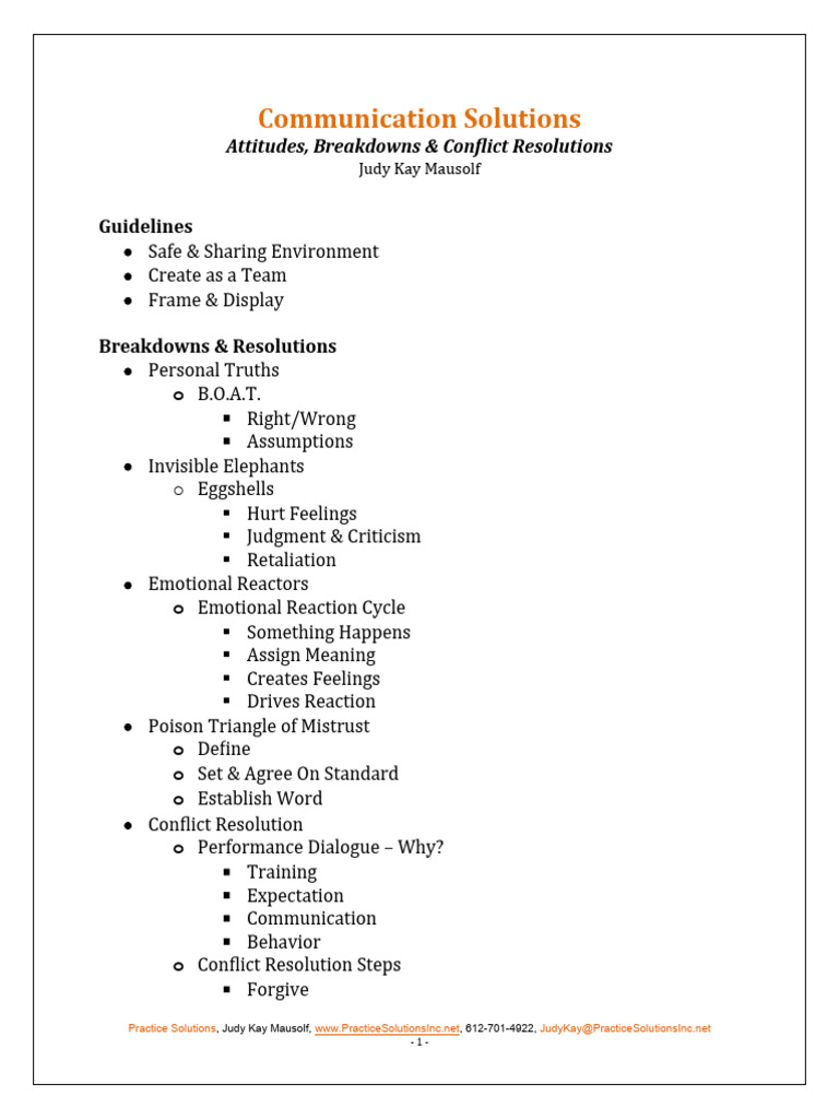 Communication Solutions Handout | PDF | Communication | Human Communication