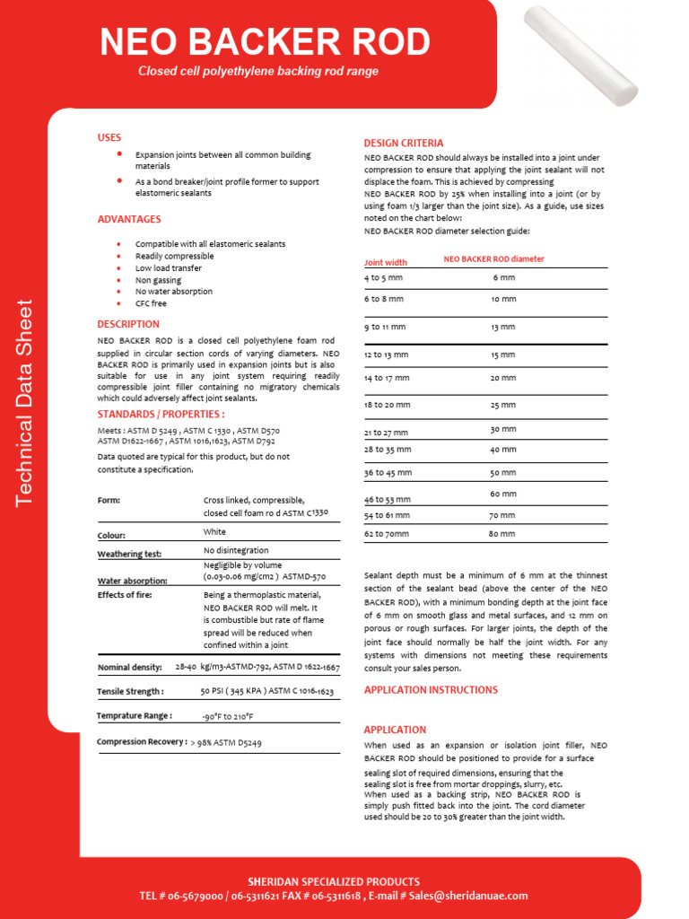 Neo Backer Rod | PDF | Materials Science | Materials
