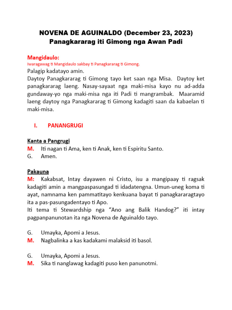 December 23 Prayer Service | PDF