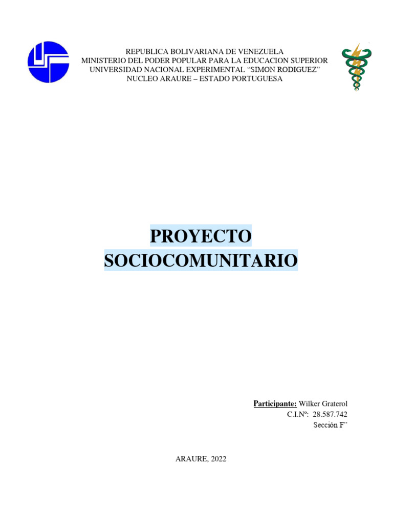 Proyecto Socio Comunitario en Venezuela | PDF