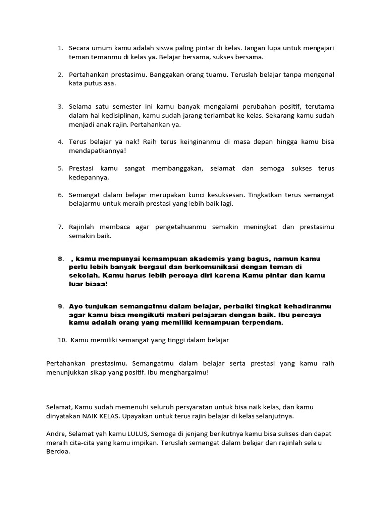 Catatan Siswa E-Rapot Dan Eks.-1 | PDF