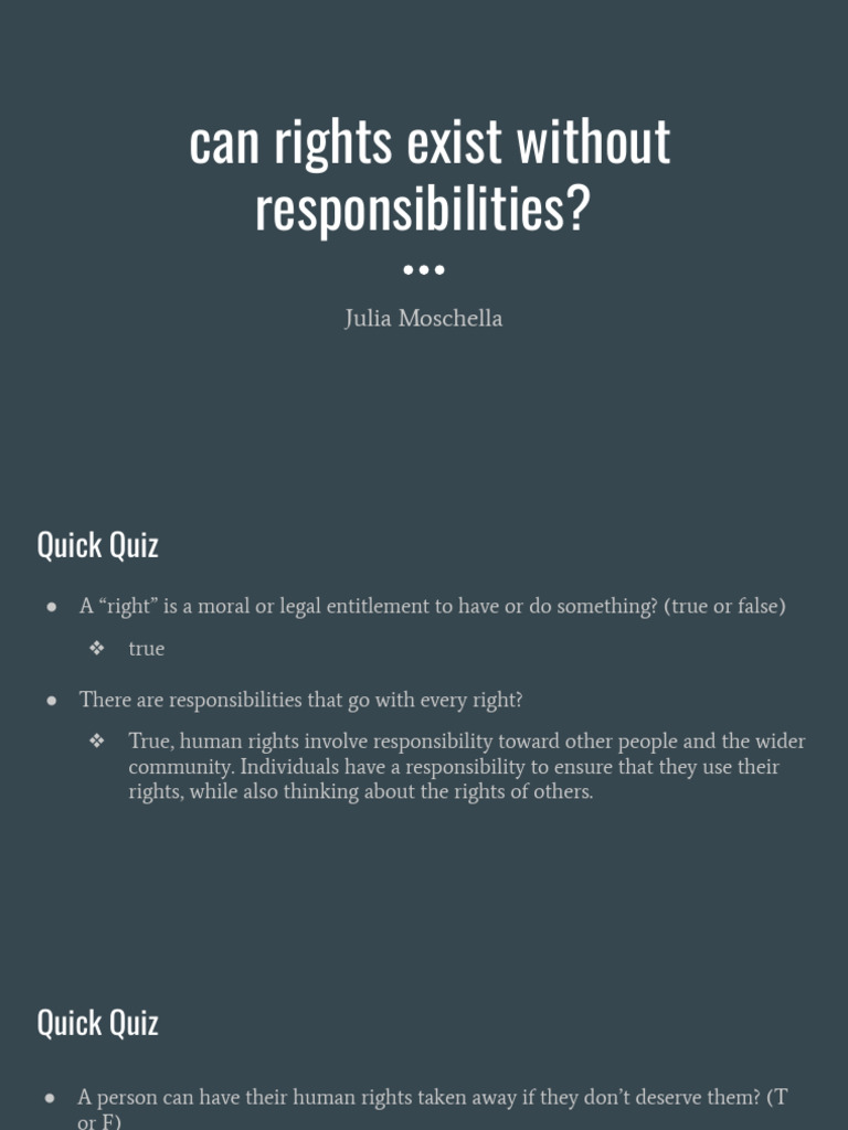 Can Rights Exist Without Responsibilities 1 | PDF | Rights | Human Rights