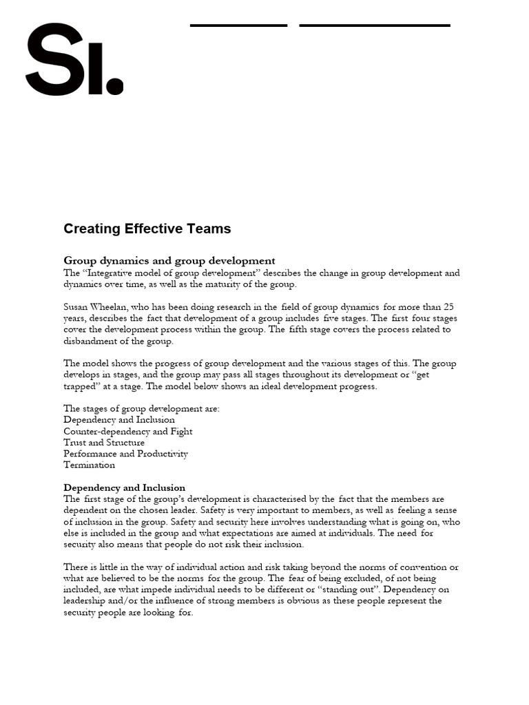 Creating Effective Teams - Group Dynamics and Group Development | PDF ... Creating Effective Teams - Group Dynamics and Group Development | PDF ...