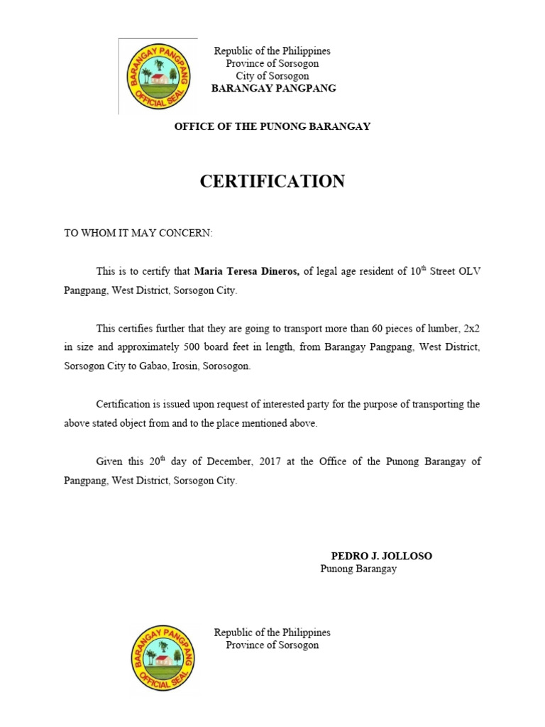 Certificate of Transport Others | PDF | Manufactured Goods | Interior ...