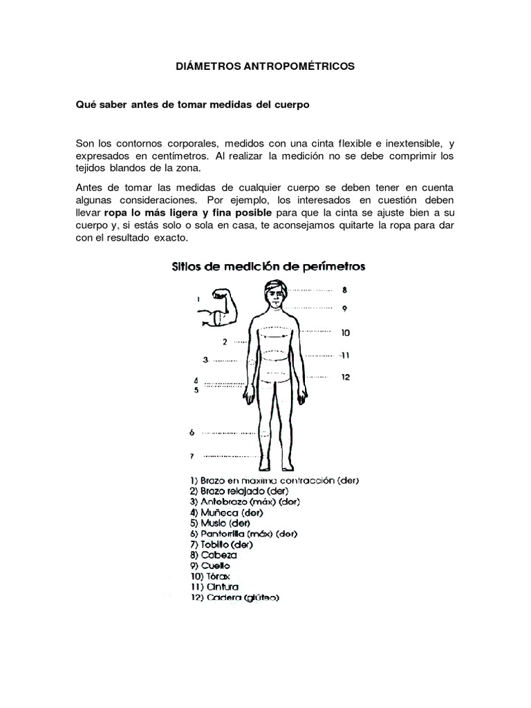 Perimetros Antropométricos | PDF | Cintura | Codo