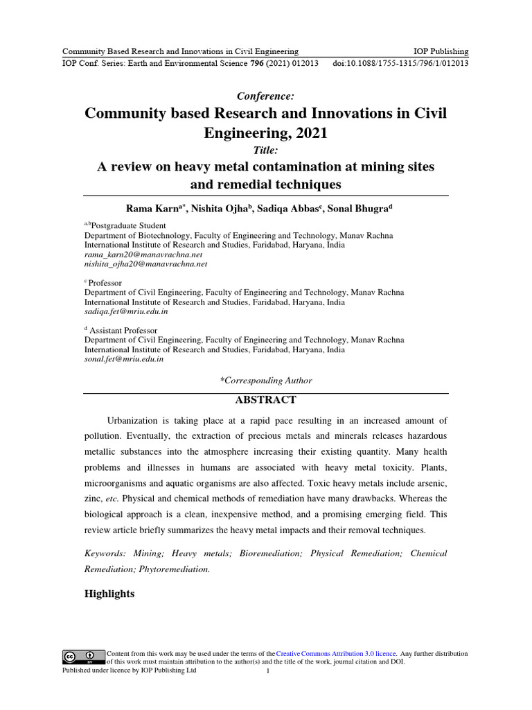 3A Review On Heavy Metal Contam | PDF | Chromium | Soil