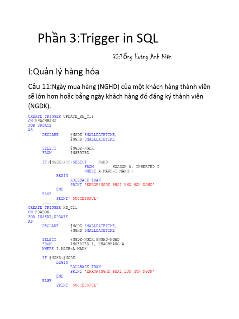 Baitap Trigger PDF Free | PDF