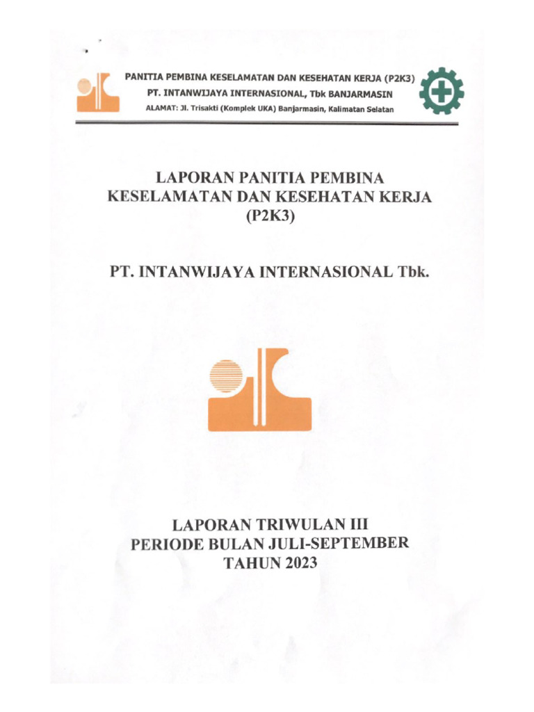 Laporan P2K3 Juli - September 2023 | PDF