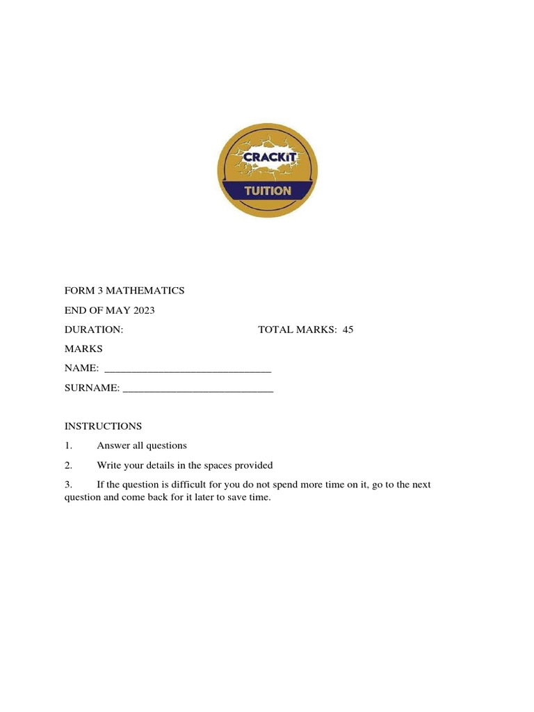 form 3 maths | PDF | Area | Mathematical Objects