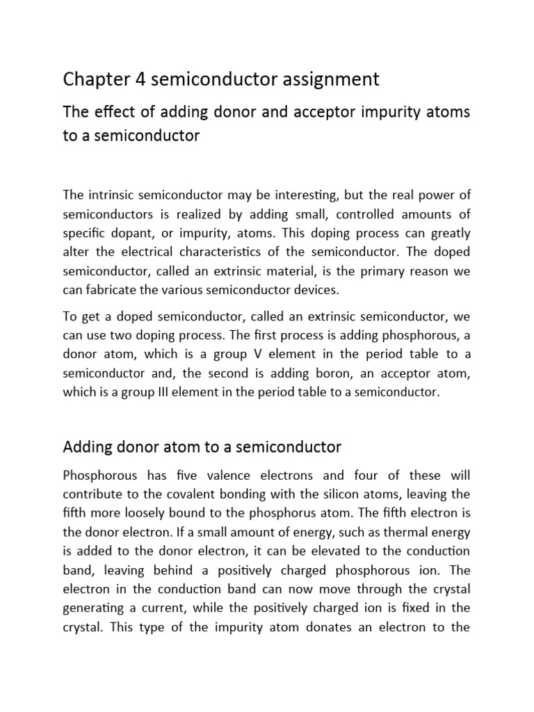 Extrinsic Semiconductors Explained | PDF | Semiconductors | Doping ...
