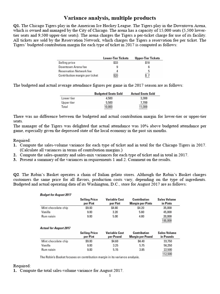 Variance Analysis - Problems | PDF | Financial Economics | Economies