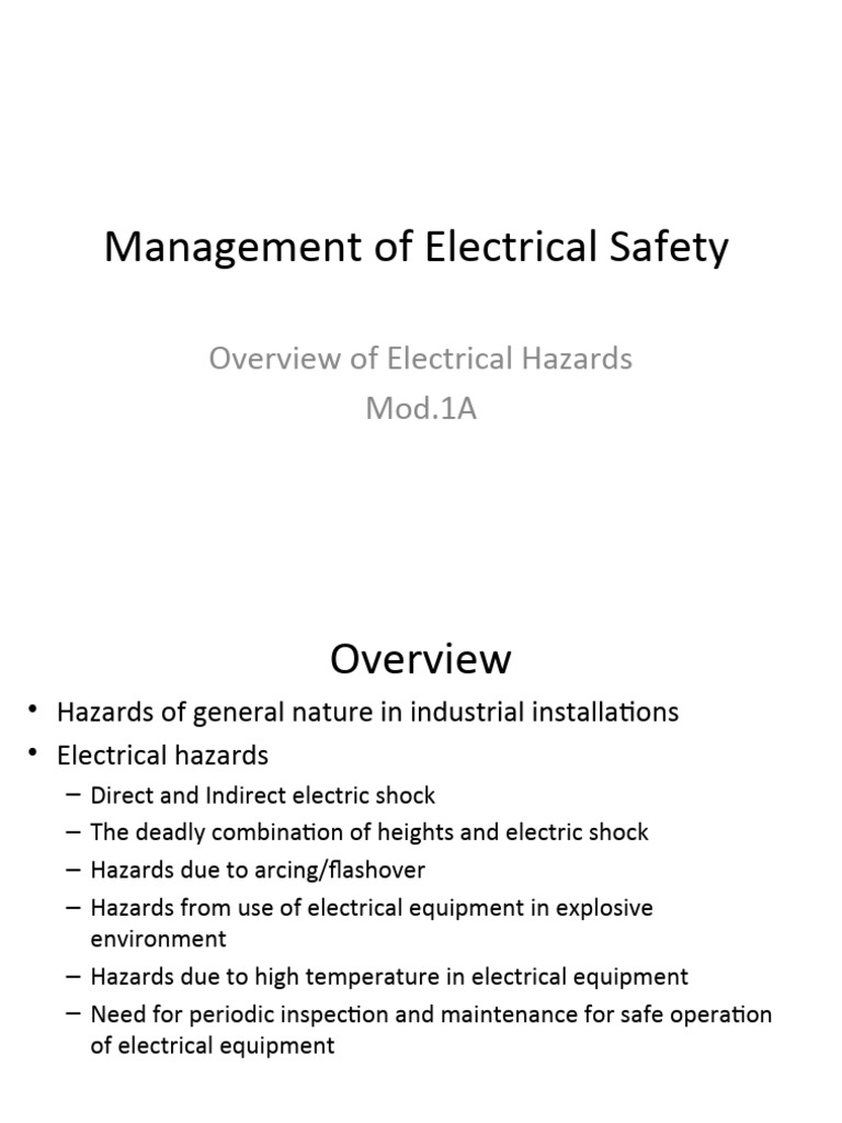 Electrical Safety Management Overview | PDF | Electric Arc | Electric ...