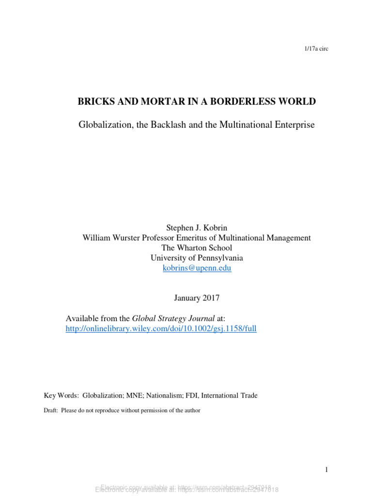 Bricks and Mortar in a Borderless World | PDF | Globalization | Economic Inequality
